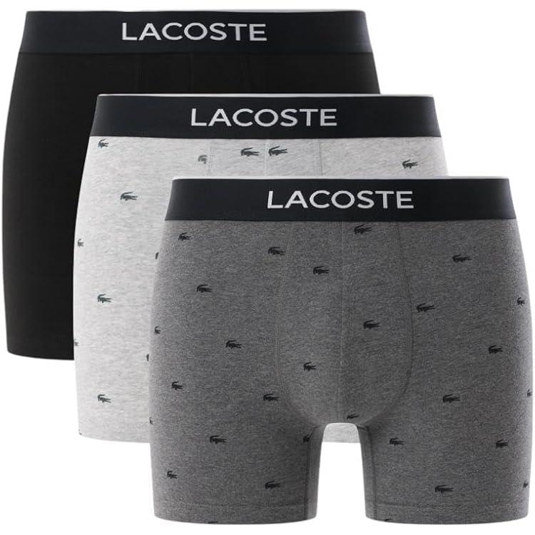 Lacoste Men's Cotton Stretch Big Croc Print Boxer Briefs, 3-pack